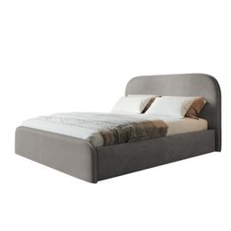 BETT 180x200 - Polsterbett mit Bettkasten und Holzrahmen - Modern Betten - Weicher Jasminstoff - Kollektion Vienna - Grau