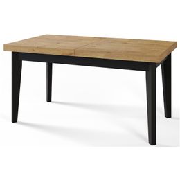 RECHTECKIGER Esszimmertisch SKANDI, ausziehbarer Tisch, Gr&ouml;&szlig;e: 120-160X80X78 cm, Wohnzimmertisch Farbe: LANCELOT, mit Holzbeinen in Farbe Schwarz