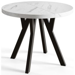 RUNDER Esstisch ausziehbar &ndash; Moderner Wohnzimmertisch und K&uuml;chentisch &ndash; Tisch mit Stabile Konstruktion, Durchmesser 110 cm - 210 cm - Farbe Marmur