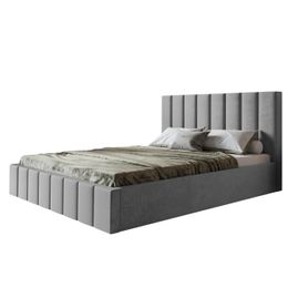 BETT 180x200 - Polsterbett mit Bettkasten und Holzrahmen - Modern Betten - Weicher Jasminstoff - Kollektion Toledo - Grau