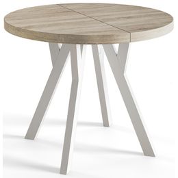 RUNDER Esstisch ausziehbar &ndash; Moderner Wohnzimmertisch und K&uuml;chentisch &ndash; Tisch mit Stabile Konstruktion, Durchmesser 120 cm - 220 cm - Farbe Sonoma
