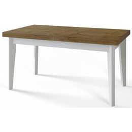 RECHTECKIGER Esszimmertisch SKANDI, ausziehbarer Tisch, Gr&ouml;&szlig;e: 200-300X100X78 cm, Wohnzimmertisch Farbe: LEFKAS, mit Holzbeinen in Farbe Wei&szlig;