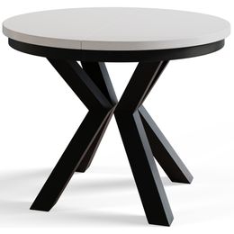 ESSZIMMERTISCH LOFT, ausziehbarer Tisch 120 cm/200 cm, Farbe: Wei&szlig;, mit Metallbeinen in Farbe Schwarz