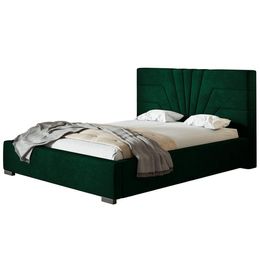 POLSTERBETT Athene mit Kopfteil, 180x200 cm, Doppelbett mit Bettkasten und Lattenrost aus Holz, Velourstoff Gr&uuml;n