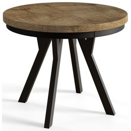 RUNDER Esstisch ausziehbar &ndash; Moderner Wohnzimmertisch und K&uuml;chentisch &ndash; Tisch mit Stabile Konstruktion, Durchmesser 100 cm - 200 cm - Farbe LEFAKS
