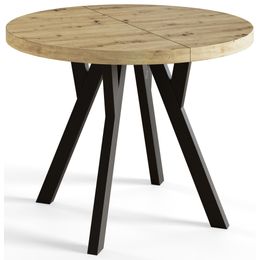 RUNDER Esstisch ausziehbar &ndash; Moderner Wohnzimmertisch und K&uuml;chentisch &ndash; Tisch mit Stabile Konstruktion, Durchmesser 90 cm - 190 cm - Farbe Artisan