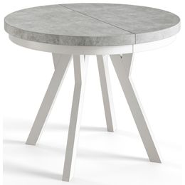 RUNDER Esstisch ausziehbar &ndash; Moderner Wohnzimmertisch und K&uuml;chentisch &ndash; Tisch mit Stabile Konstruktion, Durchmesser 80 cm - 130 cm - Farbe Graphit