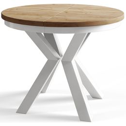 RUNDER Esszimmertisch LOFT, ausziehbarer Tisch Durchmesser: 120 cm/200 cm, Wohnzimmertisch Farbe: Braun, mit Metallbeinen in Farbe Wei&szlig;