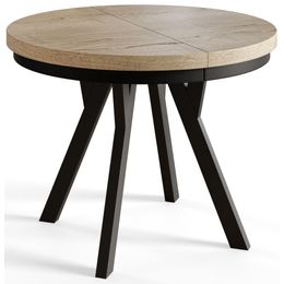 RUNDER Esstisch ausziehbar &ndash; Moderner Wohnzimmertisch und K&uuml;chentisch &ndash; Tisch mit Stabile Konstruktion, Durchmesser 120 cm - 220 cm - Farbe Halifax