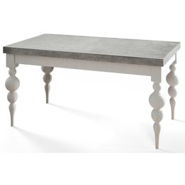 RECHTECKIGER Esszimmertisch LENA, ausziehbarer Tisch, Gr&ouml;&szlig;e: 170-250X90X78,5 cm, Wohnzimmertisch Farbe: Grau, mit Tischbeinen in Farbe Wei&szlig;
