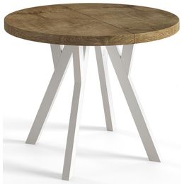 RUNDER Esstisch ausziehbar &ndash; Moderner Wohnzimmertisch und K&uuml;chentisch &ndash; Tisch mit Stabile Konstruktion, Durchmesser 100 cm - 200 cm - Farbe Lefaks