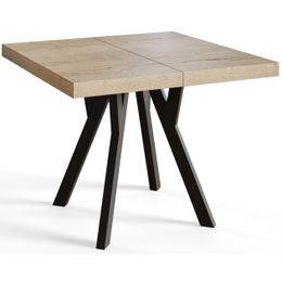 QUADRATISCHER Esstisch ausziehbar &ndash; Moderner Wohnzimmertisch und K&uuml;chentisch &ndash; Tisch mit Holzbeinen, Durchmesser 120 cm - 220 cm - Farbe Halifax