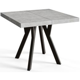 QUADRATISCHER Esstisch ausziehbar &ndash; Moderner Wohnzimmertisch und K&uuml;chentisch &ndash; Tisch mit Holzbeinen, Durchmesser 100 cm - 200 cm - Farbe Graphit