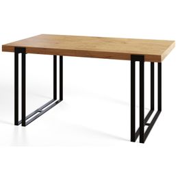 RECHTECKIGER Esszimmertisch ROSA, ausziehbarer Tisch, Gr&ouml;&szlig;e: 140-240X80X77 cm, Wohnzimmertisch Farbe: LANCELOT, mit Metallbeinen in Farbe Schwarz