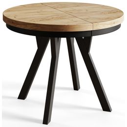 RUNDER Esstisch ausziehbar &ndash; Moderner Wohnzimmertisch und K&uuml;chentisch &ndash; Tisch mit Stabile Konstruktion, Durchmesser 110 cm - 210 cm - Farbe Craft