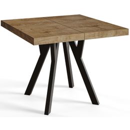 QUADRATISCHER Esstisch ausziehbar &ndash; Moderner Wohnzimmertisch und K&uuml;chentisch &ndash; Tisch mit Holzbeinen, Durchmesser 110 cm - 210 cm - Farbe Lefkas