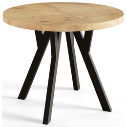RUNDER Esstisch ausziehbar &ndash; Moderner Wohnzimmertisch und K&uuml;chentisch &ndash; Tisch mit Stabile Konstruktion, Durchmesser 100 cm - 200 cm - Farbe Lancelot