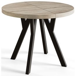 RUNDER Esstisch ausziehbar &ndash; Moderner Wohnzimmertisch und K&uuml;chentisch &ndash; Tisch mit Stabile Konstruktion, Durchmesser 120 cm - 220 cm - Farbe Sonoma
