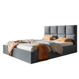 BETT 120x200 - Polsterbett mit Bettkasten und Holzrahmen - Modern Betten - Glatter Kronos-Stoff - Kollektion Roma, Dunkelgrau