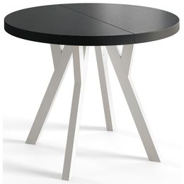 RUNDER Esstisch ausziehbar &ndash; Moderner Wohnzimmertisch und K&uuml;chentisch &ndash; Tisch mit Stabile Konstruktion, Durchmesser 110 cm - 210 cm - Farbe Schwarz