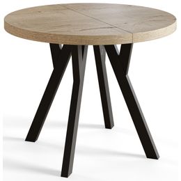RUNDER Esstisch ausziehbar &ndash; Moderner Wohnzimmertisch und K&uuml;chentisch &ndash; Tisch mit Stabile Konstruktion, Durchmesser 120 cm - 220 cm - Farbe Halifax