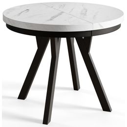 RUNDER Esstisch ausziehbar &ndash; Moderner Wohnzimmertisch und K&uuml;chentisch &ndash; Tisch mit Stabile Konstruktion, Durchmesser 120 cm - 220 cm - Farbe MARMUR
