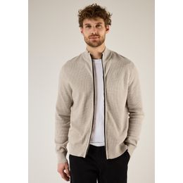 Strickjacke Street One MEN, Herren, Gr. 3XL (48), beige (granite beige), Web, 100% Baumwolle, unifarben, normal normal, hoch geschlossener Ausschnitt, B&uuml;ndchen, Strickjacken Strickjacke, Feinstrick