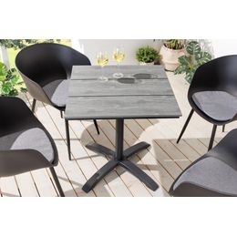 Riess Ambiente Outdoor Bistrotisch DESIGNO 70cm schwarz grau Aluminium wetterfest Gartentisch Riess-Ambiente S&auml;ulentisch quadratisch Modern Skandinavisch