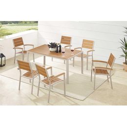 Riess Ambiente Moderner Gartenstuhl DESIGNO natur greige Aluminium stapelbar wetterfest Riess-Ambiente
