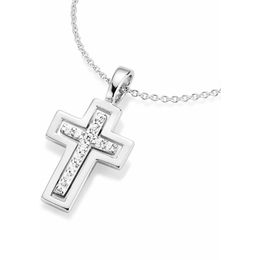 Kette mit Anh&auml;nger Firetti "Schmuck Geschenk Silber 925 Halsschmuck Halskette Ankerkette Kreuz", silber (silber, 925), Halsketten, Damen, Silber 925 (Sterlingsilber), L: 45, mit Zirkonia (synth.)