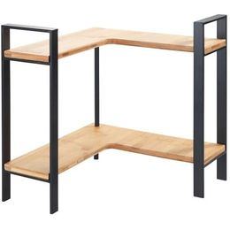 K&uuml;chenregal Wenko "Modell Lou", schwarz, H:33cm, Bambus, Metall, Regale, 2 Ablagen aus Bambus, stehendes K&uuml;chen-Eckregal f&uuml;r die Arbeitsplatte
