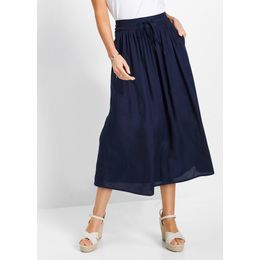Maxirock bonprix, Damen, Gr. 38, blau (dunkelblau), Web, Obermaterial: 100% Viskose, loose fit ca. Mitte Wade, R&ouml;cke Maxirock, aus Viskose, Maxil&auml;nge, lockere Passform, bedrucktes Design
