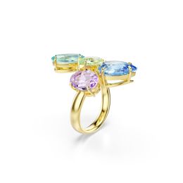 Fingerring Swarovski "Schmuck Geschenk Gema Ring" Gr. 50, gelbgoldfarben, blau, lila, gr&uuml;n, t&uuml;rkis, Fingerringe, Damen, 50, Metall, Fingerring, mit Swarovski Kristall, Zirkonia (synth.)