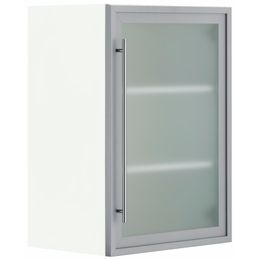 Glash&auml;ngeschrank Optifit, grau (alu, wei&szlig;), B:50cm H:70,4cm T:35,2cm, Schr&auml;nke, Glash&auml;ngeschrank, Breite 50 cm