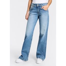 Straight-Jeans Herrlicher "Edna Denim", Damen, Gr. 27, L&auml;nge 32, light blau, Denim/Jeans, Obermaterial: 99% Baumwolle, 1% Elasthan, straight fit lang, Jeans Straight-Jeans, unten leicht ausgestellt, High Waist