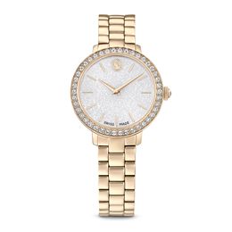 Quarzuhr SWAROVSKI "MATRIX 3-LINK", gold (goldfarben), Armbanduhren, Damen, Quarzuhr, Armbanduhr, Damenuhr, Swiss Made, Edelstahlarmband, analog