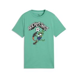 T-Shirt Puma "Super Puma Graphic T-Shirt Jungen", Jungen, Gr. 176, vibrant gr&uuml;n, Obermaterial: 100% Baumwolle. Rippe: 80% Baumwolle, 20% Polyester, regular fit, Rundhals, Shirts T-Shirt