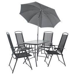 Garten-Essgruppe Vcm "5-tlg Sitzgruppe Gartenm&ouml;bel Tisch St&uuml;hle Set 110", schwarz (anthrazit), B:110cm T:55cm, Obermaterial: 100% Metall MT., Sitzm&ouml;bel-Sets