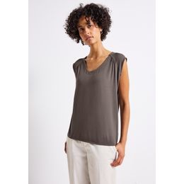 Tanktop Street One, Damen, Gr. 36, braun (nomad braun), Jersey, 95% Viskose, 5% Elasthan, unifarben, normal normal, V-Ausschnitt, abgesteppt, Tops Tanktop, aus Jersey in Unifarbe