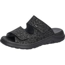 Waldl&auml;ufer Pantolette WALDL&Auml;UFER "H-JOLINE", Damen, Gr. 3,5 (36), schwarz, Nubukleder, gemustert, Basic, Schuhe Pantolette, Sommerschuh, Hausschuh mit Luftkammern-Laufsohle, H-Weite