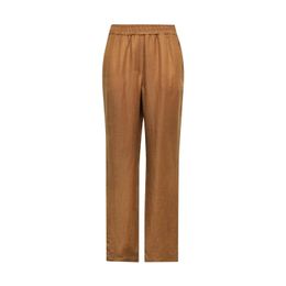 Stoffhose GOLDNER "Luftige Leinenhose Louisa", Damen, Gr. 50, N-Gr, braun (nougat), Obermaterial: 58% Leinen LI. 42% Cupro CUP., normal, Hosen Stoffhose, Ohne