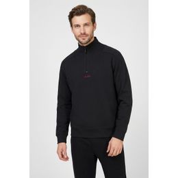 Sweatshirt HUGO UNDERWEAR, Herren, Gr. L (52), schwarz 001, Sweatware, Obermaterial: 51% Baumwolle, 35% Modal, 9% Polyester, 5% Elasthan, normal normal, B&uuml;ndchen, Sweatshirts Sweatshirt, Troyerkragen mit Rei&szlig;verschluss