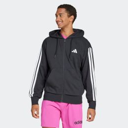 Kapuzensweatshirt adidas Sportswear "ESSENTIALS 3-STREIFEN FRENCH TERRY", Herren, Gr. S, schwarz-wei&szlig; (schwarz, wei&szlig;), Obermaterial: 55% Baumwolle, 36% Polyester, 9% Viskose, normal, Rundhals, angesetztes B&uuml;ndchen, Sweatshirts