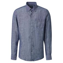 Leinenhemd Casamoda "Casamoda Leinenhemd uni", Herren, Gr. L, Normalgr&ouml;&szlig;en, blau, 100% Leinen, unifarben, l&auml;ssig geschnitten, Hemden