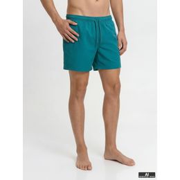 Jack & Jones Badeshorts JACK & JONES "JPSTMAUI WAVE LOGO SWIM SHORTS SN", Herren, Gr. L, N-Gr, gr&uuml;n (colonial blau), Web, Polyester, unifarben, Badehosen Badeshorts, Kunstfaser, normal geschniten