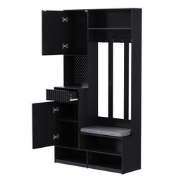 Flieks Garderobenset, Schwarz, Holzwerkstoff, 35x180x100 cm, Garderobe, Garderoben-Sets & Serien, Garderoben-Sets