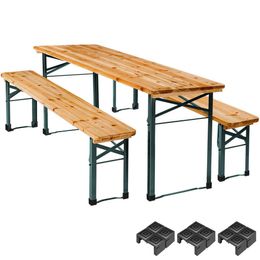TecTake Bierzeltgarnitur, Braun, Holz, Rechteckig, Gartenm&ouml;bel, Gartenm&ouml;bel-Sets