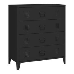 [en.casa] Metallschrank, Schwarz, Metall, 4 Schubladen, Rechteckig, 80x92x40 cm, Arbeitszimmer, Aktenschr&auml;nke