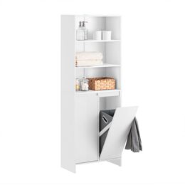sobuy Badezimmerschrank, Wei&szlig;, Holzwerkstoff, 60x170x30 cm, Badezimmer, Badezimmerschr&auml;nke, Hochschr&auml;nke