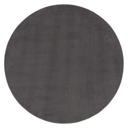 Paco Home Kurzflorteppich, Anthrazit, Kunststoff, Rund, 200x200 cm, strapazierf&auml;hig, f&uuml;r Fu&szlig;bodenheizung geeignet, Teppiche & B&ouml;den, Teppiche